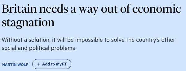 There is a way out of stagnation. Its not hard to work out. It could be delivered. But first of ...